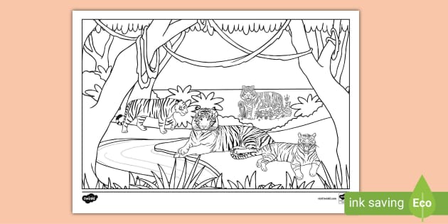 Tiger Montage Colouring Page (Teacher-Made) - Twinkl