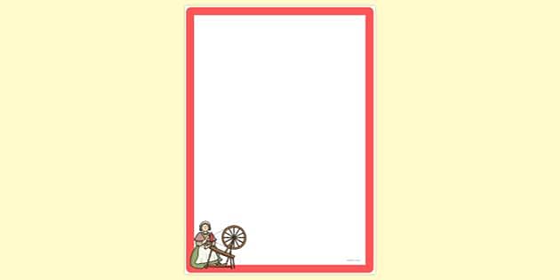 FREE! - Old Woman with Spinning Wheel Page Border | Page Borders