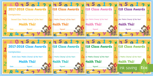 2017-2018 'Maths Champ' of the Year Certificates - Twinkl