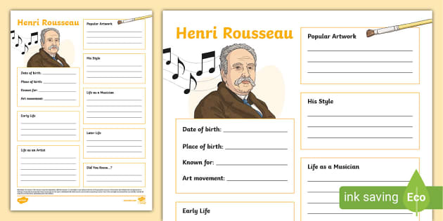Henri Rousseau Fact File Template (teacher made) - Twinkl
