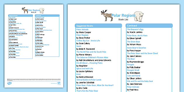 Polar Regions Book List (teacher made) - Twinkl