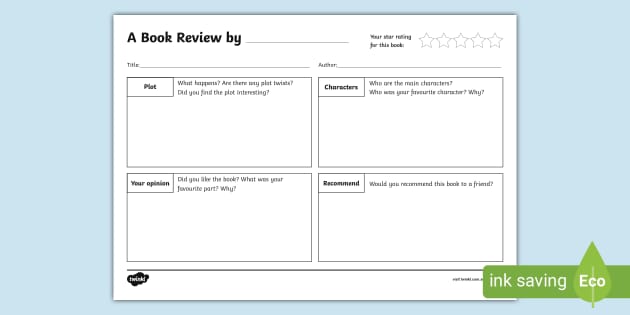 Book Review Template - English Resources (teacher made)