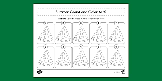 Summer Count and Color to 10 Activity (professor feito)
