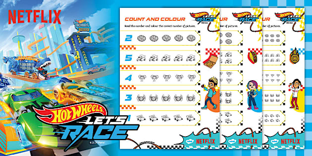 FREE! - 👉 Hot Wheels: Count and Colour Worksheet - Twinkl