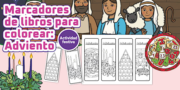 Marcadores de libros para colorear: Adviento