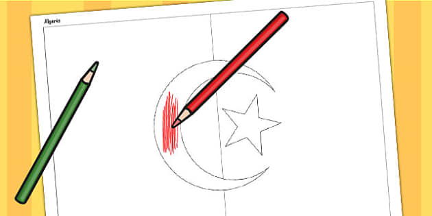 Algeria A4 Colouring Flag (teacher made) - Twinkl