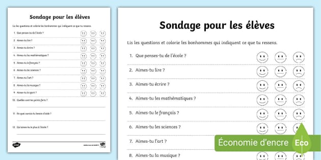 Sondage d'intérêt des élèves pour la rentrée