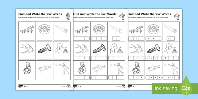 Find and Write the ew Words Differentiated Worksheet / Worksheets - Phonics