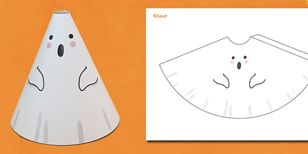 Halloween Cone Characters Ghost (teacher made) - Twinkl