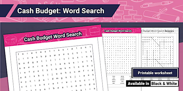 Cash Budget Word Search