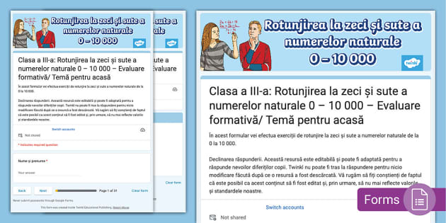 Clasa 3 Rotunjirea la zeci și sute a numerelor 0-10 000