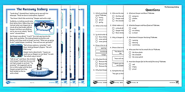Year 1 The Runaway Iceberg Differentiated Reading Comprehension