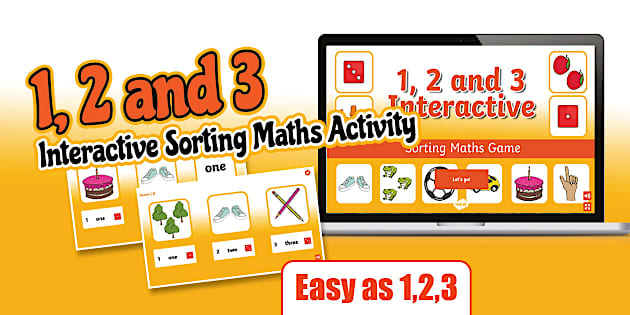 1, 2 and 3 Interactive Sorting Maths Activity