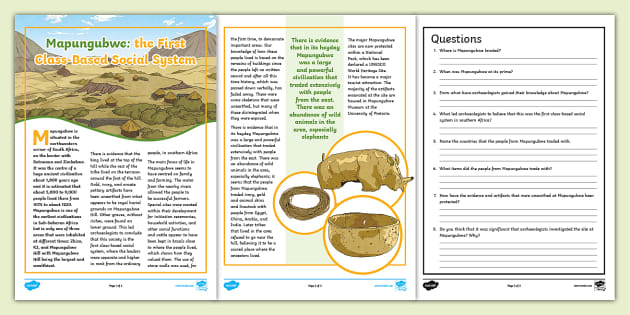 Mapungubwe-The First Class Based Social System-Activity Sh