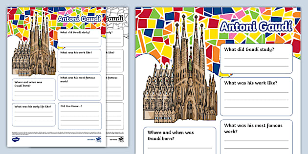 Antoni Gaudí Fact File Template - Twinkl