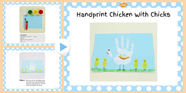 Handprint Chicken With Chicks Craft PowerPoint - Twinkl