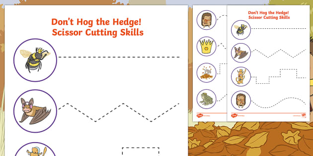 Don't Hog the Hedge! Cutting Skills Worksheet / Worksheet
