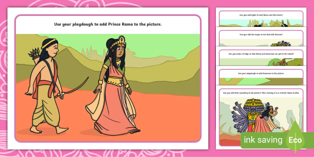 Diwali Rama and Sita Story Playdough Mats, diwali story for early years