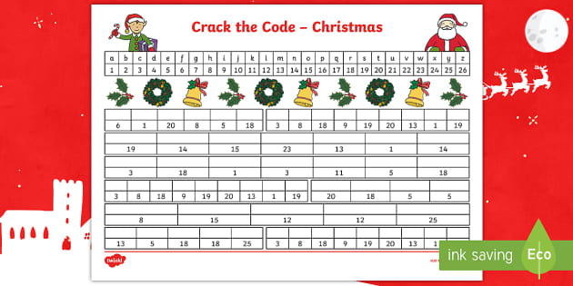 Christmas Aistear Crack the Code Worksheet