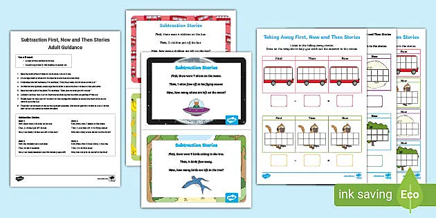 👉 Subtraction First, Then and Now Stories Activity