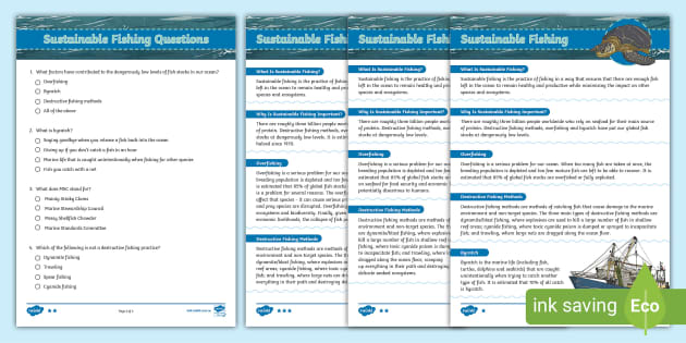 Sustainable Fishing Differentiated Reading Comprehension