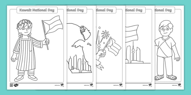 Kuwait National Day Colouring Activity for Kids - Twinkl