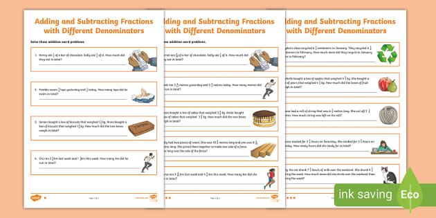 Adding And Subtracting Fractions With Different Denominators