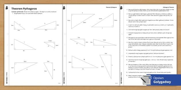 Taflen Weithgaredd Theorem Pythagoras (teacher made)