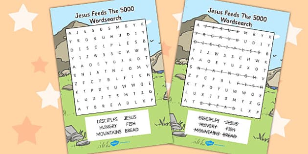 Jesus Feeds the 5000 Bible Story Differentiated Wordsearch - word
