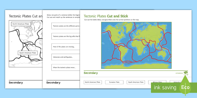 Tectonic Plates Cut and Stick Worksheet | Beyond