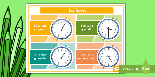  Spanish How To Tell Time In Spanish Poster KS2