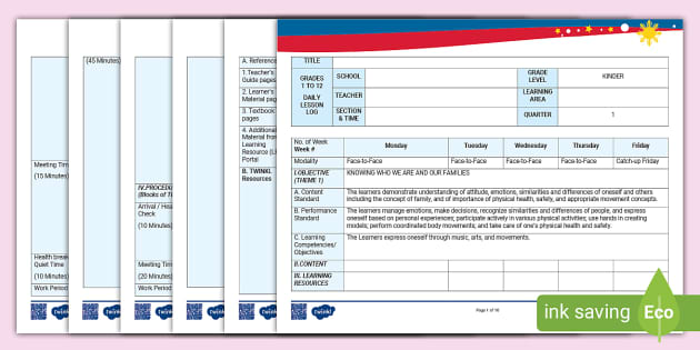 Kindergarten Lesson Plan for Quarter 1 - Week 4 | Twinkl PH