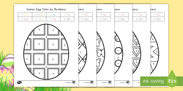 Easter Eggs Color by Number