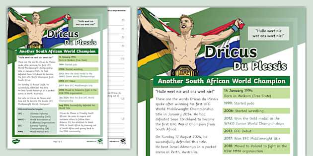 Comprehension: South African World Champ - Dricus du Plessis