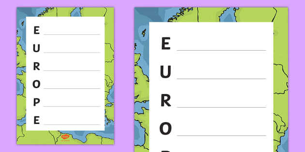 Europe Acrostic Poem (teacher made) - Twinkl