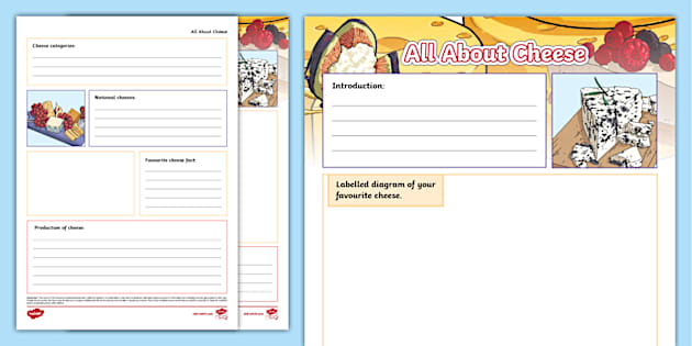 All About Cheese Non-Chronological Report Template - Twinkl