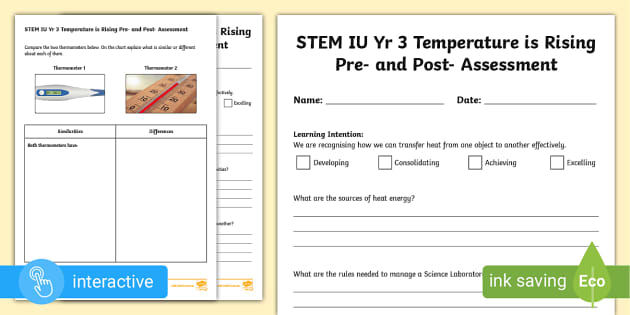 STEM IU Yr 3 Temperature is Rising Pre- Post- Assessment