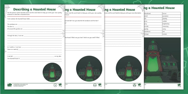Describing a Haunted House Writing Activity (teacher made)
