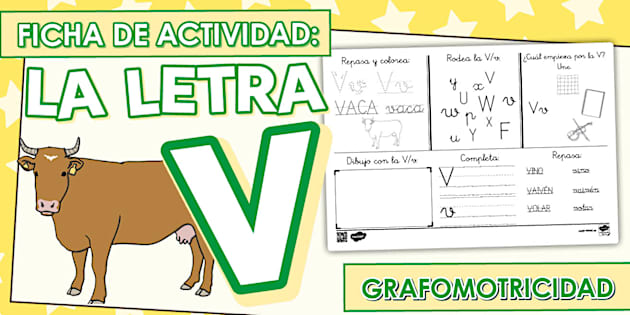 Ficha de actividad: La letra V - Grafomotricidad