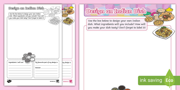 Design an Indian Dish Worksheet (teacher made) - Twinkl