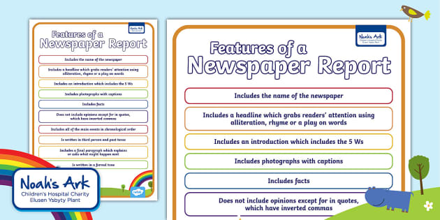FREE! - Features of a Newspaper Report Display Poster FREE! - Features of a Newspaper Report Display Poster