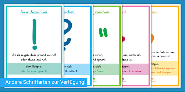 Satzzeichen Poster-Set (teacher made) - Twinkl