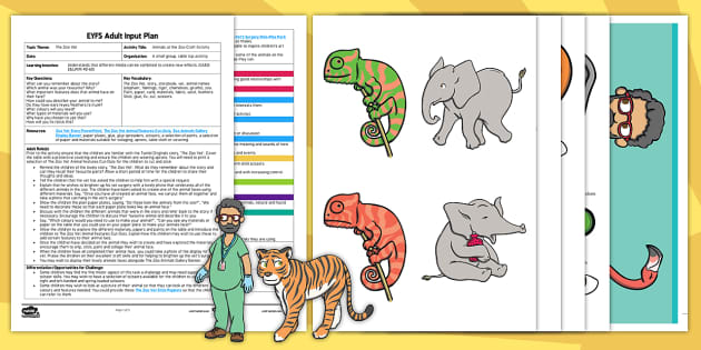 EYFS The Zoo Vet: Animals at the Zoo Craft Activity Adult Input Plan and
