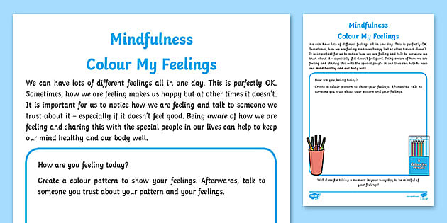 Mindfulness Colour My Feelings Activity (Teacher-Made)