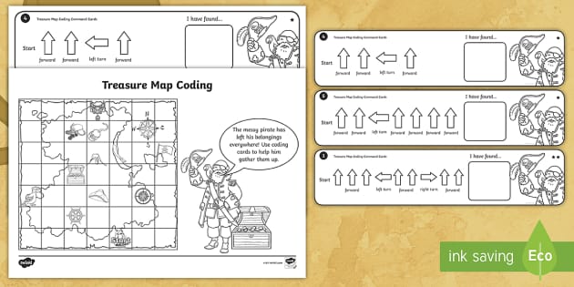 Treasure Map Coding Differentiated Worksheet - Technologies