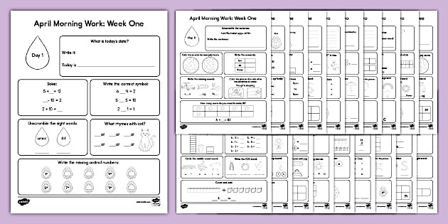Kindergarten April Morning Work Bundle (Teacher-Made)