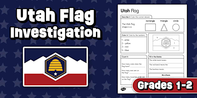 Utah Flag Investigation Worksheet for 1st-2nd Grade