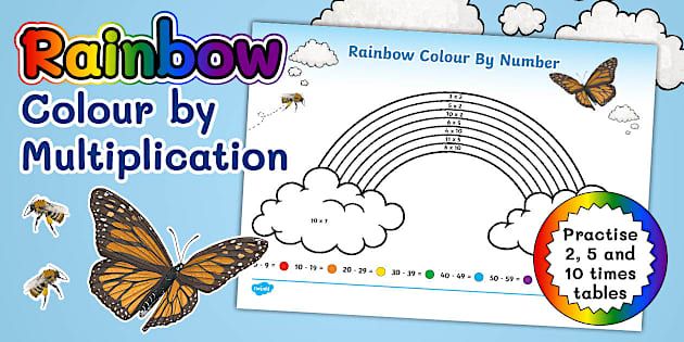 Intermediate Phase Maths - Rainbow Colour by Multiplication - Worksheet ...