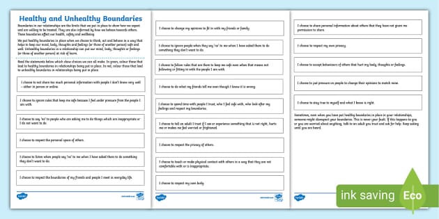 KS2 RSE Boundaries In Relationships Activity For Children