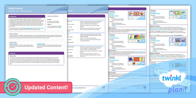 Computing: Painting Year 1 Planning Overview - Twinkl